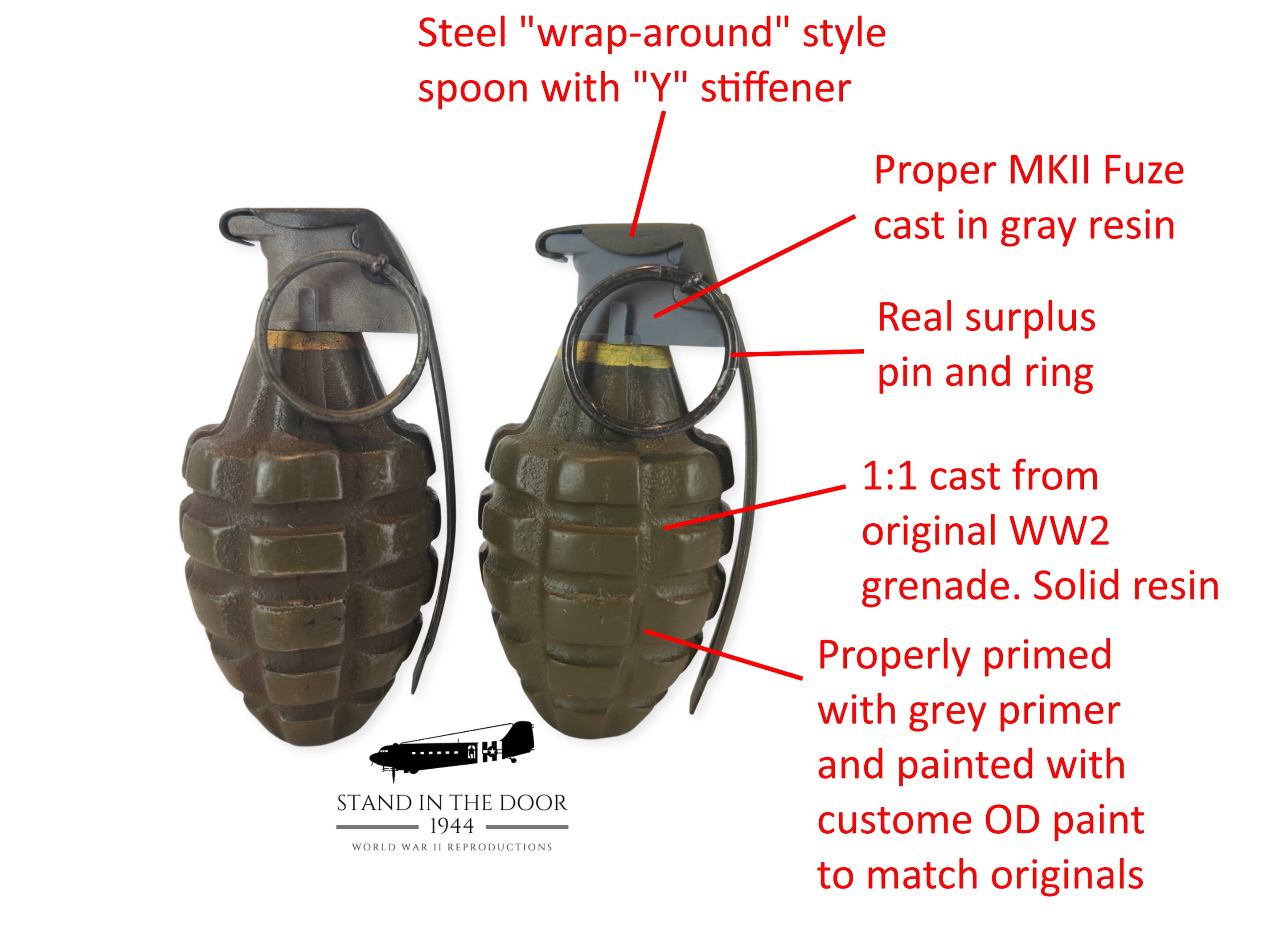 Replica MKII Hand Grenade (Olive Drab) – Stand In The Door 1944